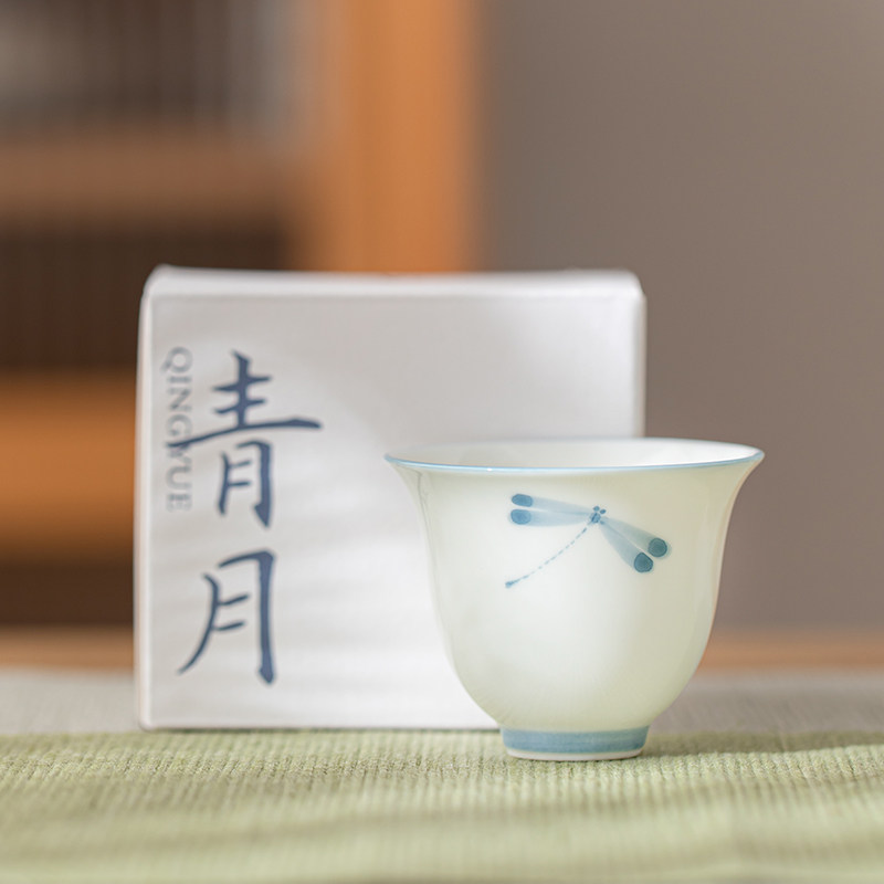 向行陶瓷主人茶杯纯手绘品茗单杯功夫茶盏高档个人专用羊脂玉白瓷