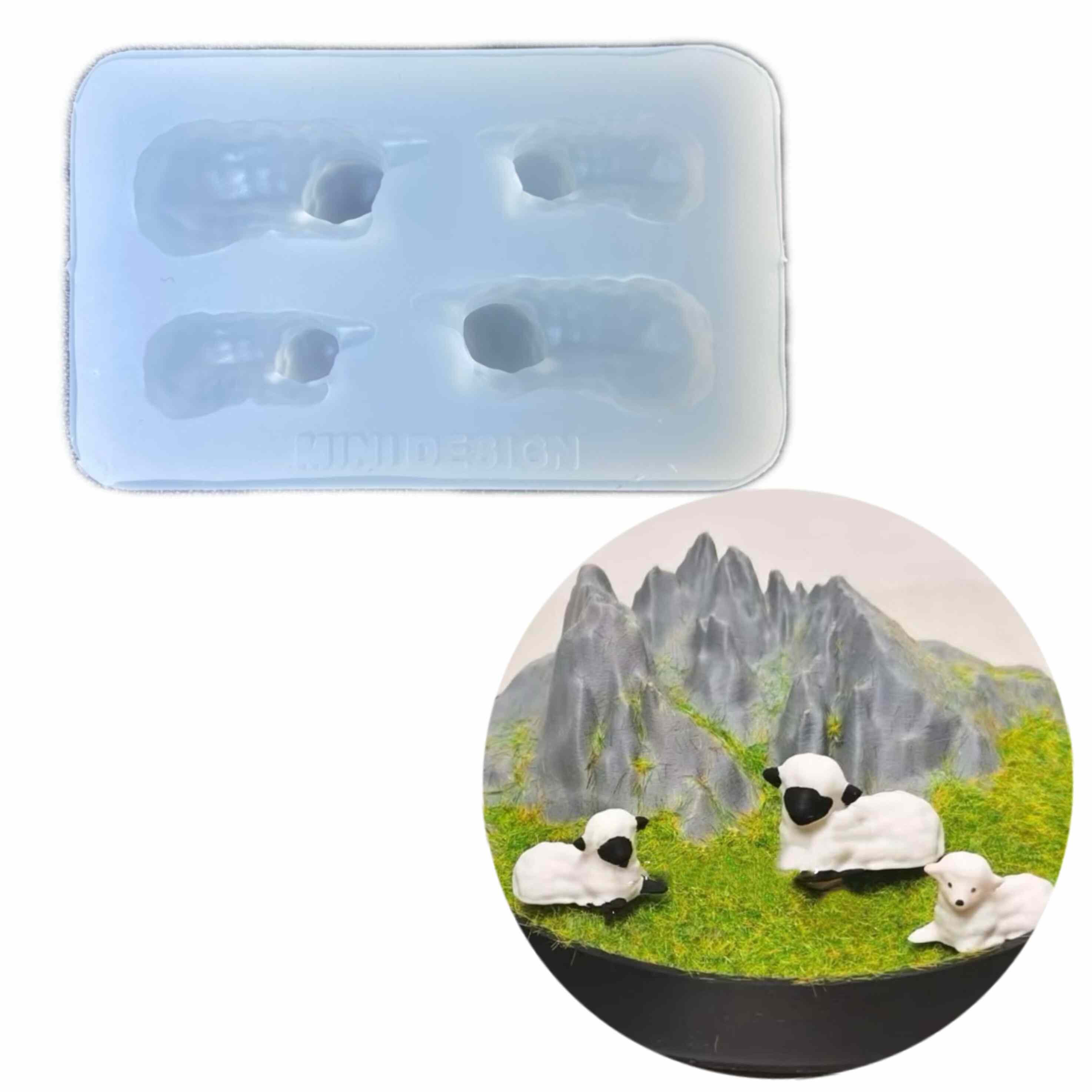 DIY手工3D小羊模具树脂uv水晶滴胶钥匙扣迷你挂件硅胶模具