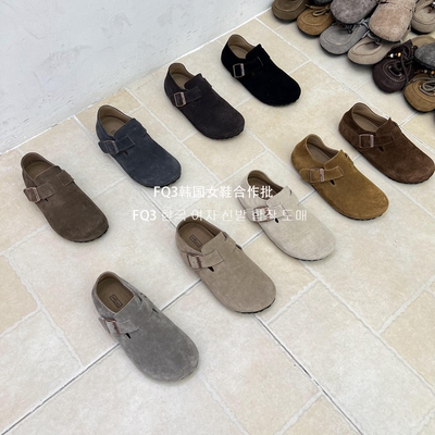 FQ3 实拍BEI LI XUAN秋冬真皮磨砂套脚内增高勃肯鞋女反绒乐福鞋