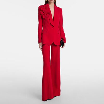 2026新款立体花女西装长裤套装