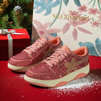 26新款轻奢断码女鞋清仓粉色水钻板鞋休闲运动鞋透气百搭潮鞋5299