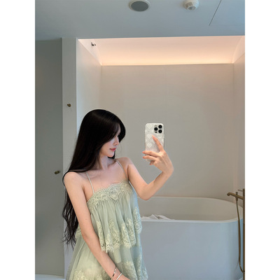 雪纺朦胧纯欲风蕾丝吊带上衣