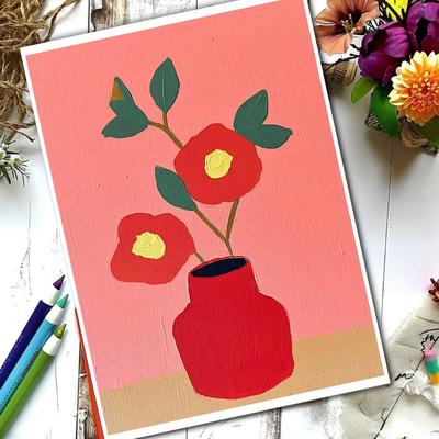 植物小清新涂色卡马克笔