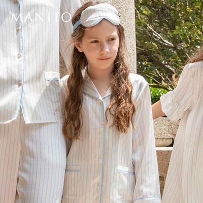 条纹logo印花桑蚕丝家居服MANITO