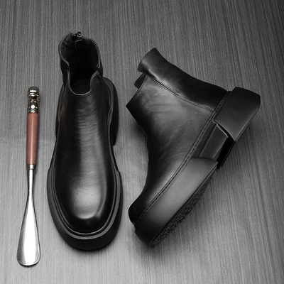 帕达索马丁靴男款冬季加绒真皮短靴潮流厚底高帮切尔西靴潮231140