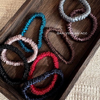 2条入·19姆米100%真丝肠圈·姜妍同款红色发圈不勒头无扎痕发绳