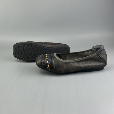 牛皮小坡跟女鞋里外浅口方头妈妈