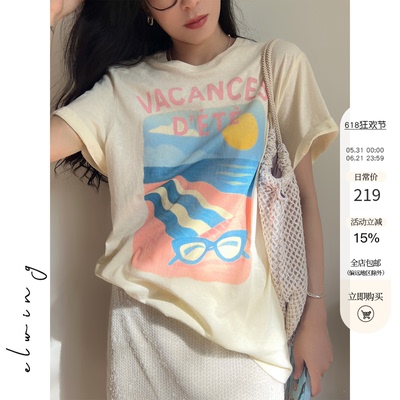 印花宽松短袖T恤女夏季
