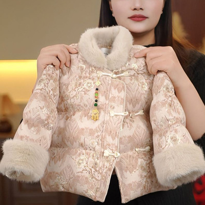 m340新款洋气女童儿童加厚毛毛棉衣冬季宝宝冬装保暖棉袄拜年外套