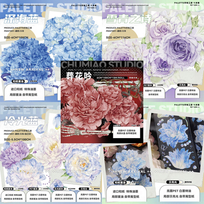 分装 palette手帐雪青之诗深海蓝冷光蓝碎冰蓝葬花吟和纸pet胶带