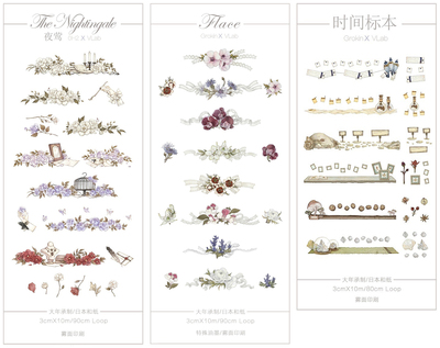 分装 Vlab粘性实验室夜莺flace时间标本和纸手帐胶带无离型纸