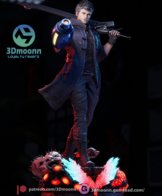 《鬼泣》尼禄(含支撑) 3Dmoonn版 已分件 3D模型Stl文件