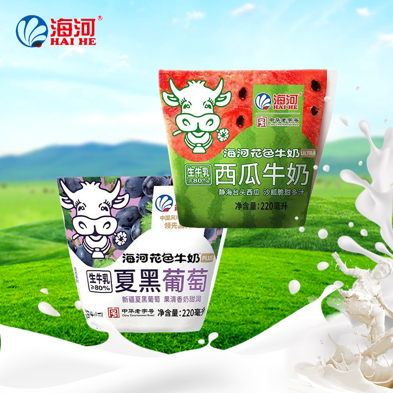 天津海河花色夏黑葡萄西瓜牛奶调制风味乳220ml早餐