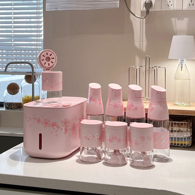 zuutii油壶套装家用厨房玻璃油瓶不漏油防潮调料罐米箱樱花系列