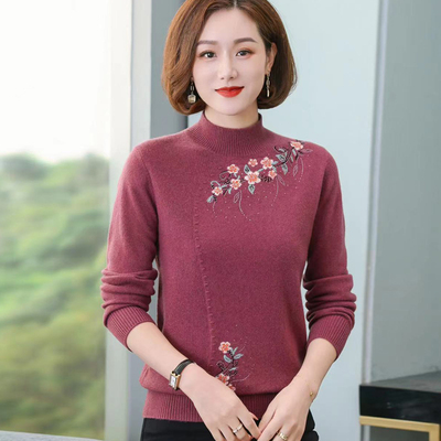 金兔女士羊毛衫半高领百搭打底衫