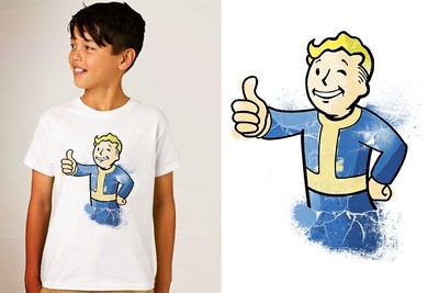 Fallout4vaultboy辐射4T-Shirt成人T恤班服上衣TEE圆领衣服2