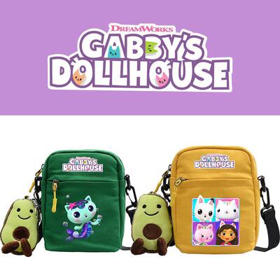 gabby's dollhouse四色拉链小方包卡通印花女日系时尚休闲斜挎包