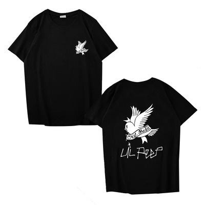 lil peep短袖T恤欧美说唱歌手印花上衣时尚潮流男女休闲宽松棉t