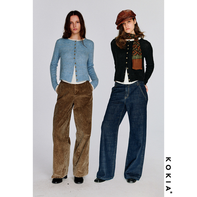 KOKIA羊驼毛圆领针织开衫