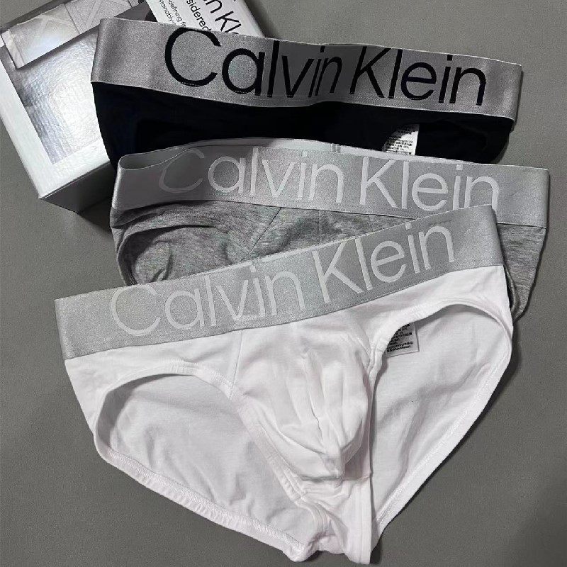 CK内衣22春夏新款男士三条装醒目光泽LOGO棉质透气三角内裤NB3129_虎窝淘