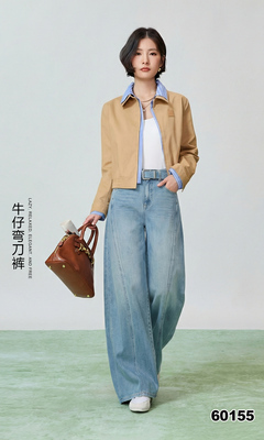 欧洲站2026春季新款欧货时尚高腰显瘦百搭直筒阔腿牛仔裤女60155