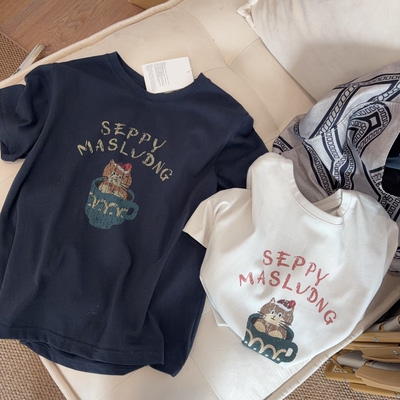 2026新款韩版时尚圆领短袖印图卡通狗字母T恤