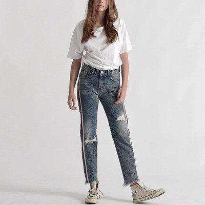 清仓 一件4折 两件2.8折 不退不换 One Teaspoon 中蓝直筒牛仔裤