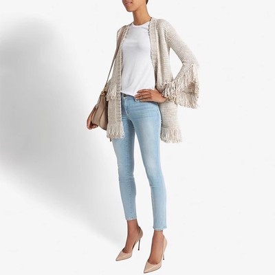 现货 Frame Denim低腰浅蓝色显瘦腿长紧身九分直筒小脚牛仔裤女潮