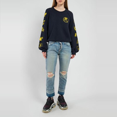 国内现货 Current/Elliott中腰水洗浅蓝色显瘦破洞拉丝直筒牛仔裤