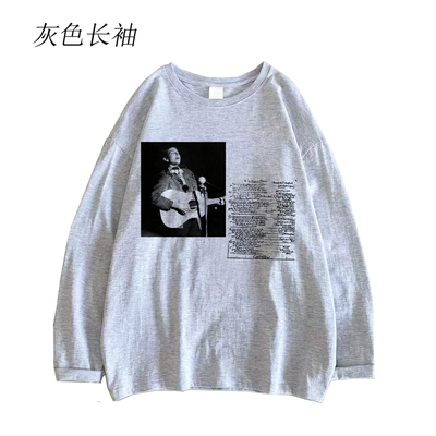 鲍勃迪伦bob dylan摇滚民谣文艺风男女喷印薄款柔软透气长袖T恤