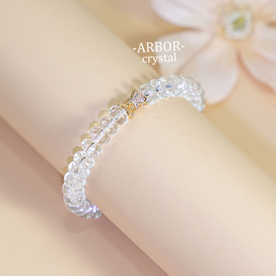 天然7A白水晶手链手串老矿巴西水晶钻石切割工艺转运女生生日礼物