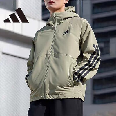阿迪达斯春季新款男子梭织防风拒水冲锋衣夹克外套 JM1056 JM1058