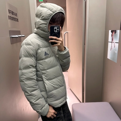 阿迪达斯2025新款冬季户外运动男子保暖连帽羽绒服 KH3992 KH3993