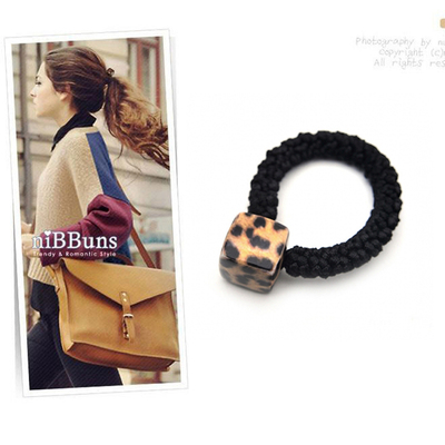 韩国进口百搭豹纹方块皮筋粗发圈