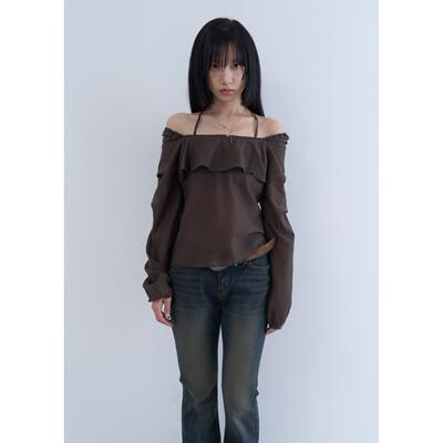 lowear韩代挂脖长袖衬衫上衣