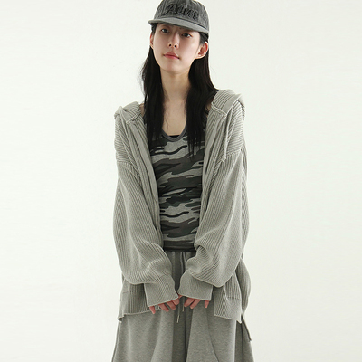 Localmansion韩代宽松针织帽衫