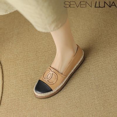 SEVEN LUNA~国内正品2023秋小香风拼色渔夫鞋平底休闲鞋女SLAD161