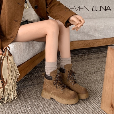 SEVEN LUNA~国内正品2025冬季英伦马丁靴沙漠靴厚底短靴女SLXD546