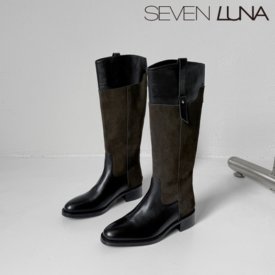 SEVEN LUNA~国内正品2025秋冬复古骑士靴西部靴高筒长靴女SLZ308