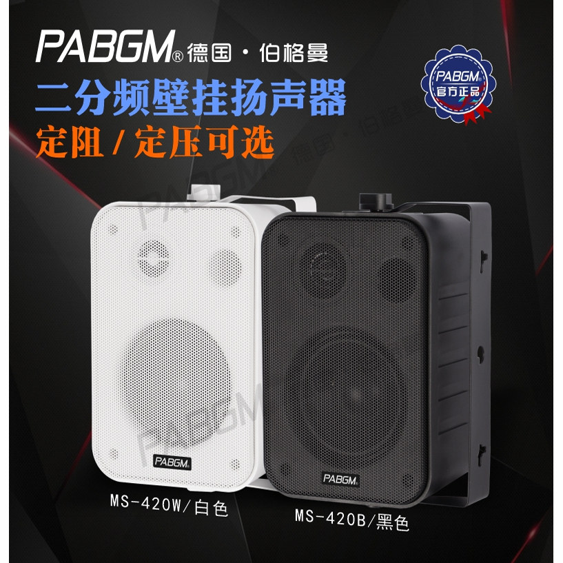 PABGM高保真定压挂壁喇叭白色专卖店商场壁挂黑色定阻墙壁定压
