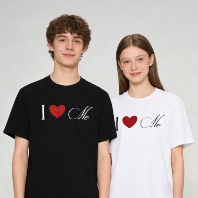 2026BLAUGRUN新款短袖t恤 I love me图案印花磨毛洗水半袖情侣款