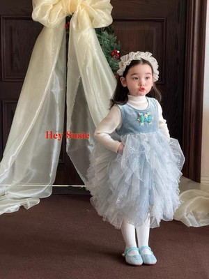Hey-Susie苏西正品女童艾莎公主背心裙毛衣两件套年服连衣裙纱裙
