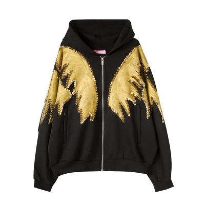 JIE LI/街力原创小众设计感休闲潮流宽松加绒加厚卫衣女W1703