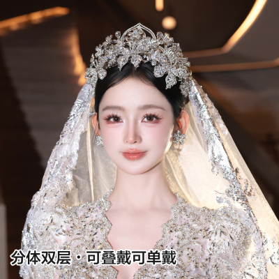 水舞A5330 主婚纱新娘皇冠头饰轻奢双层公主王冠结婚百搭礼服头饰