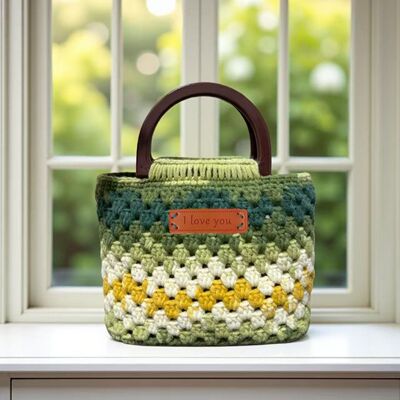 【非成品】小手提包材料包手工钩diy包包手编8股线材段染粗毛线团