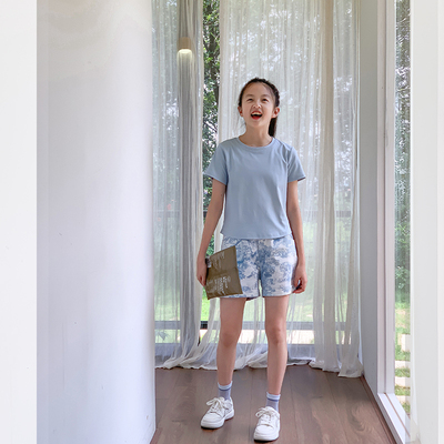 【静谧蓝】西西家女童2025夏新款百搭短袖T恤儿童休闲上衣JX9172