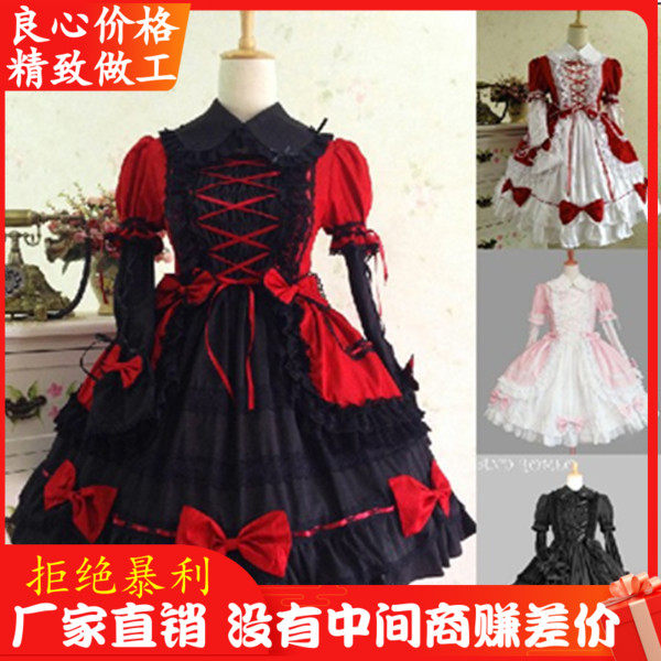 圣诞元旦节lolita洋装复古宫廷舞会表演礼服洛丽塔蓬蓬长袖连衣裙