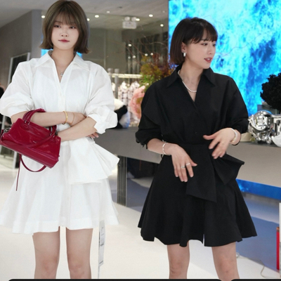 【安琪儿专享】NJ50453翻领连衣裙 腰围72 裙长82