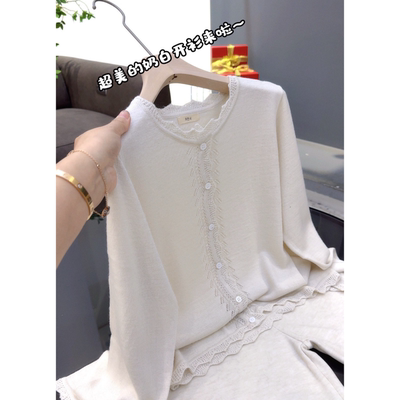 3761【温柔的燕麦色开衫】春季新款女士韩版百搭针织衫上衣