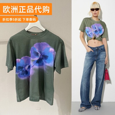 短袖百搭常规印花棉女士T恤